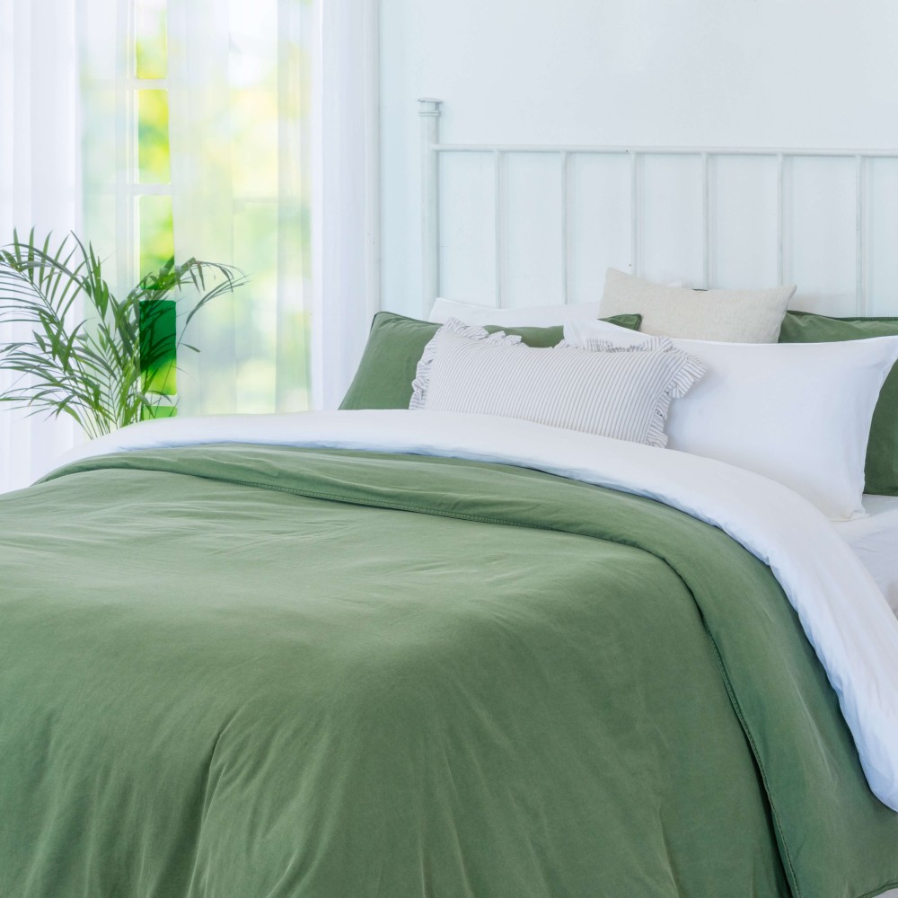 WASHED COTTON FERN DUVET COVER SET | Volpes