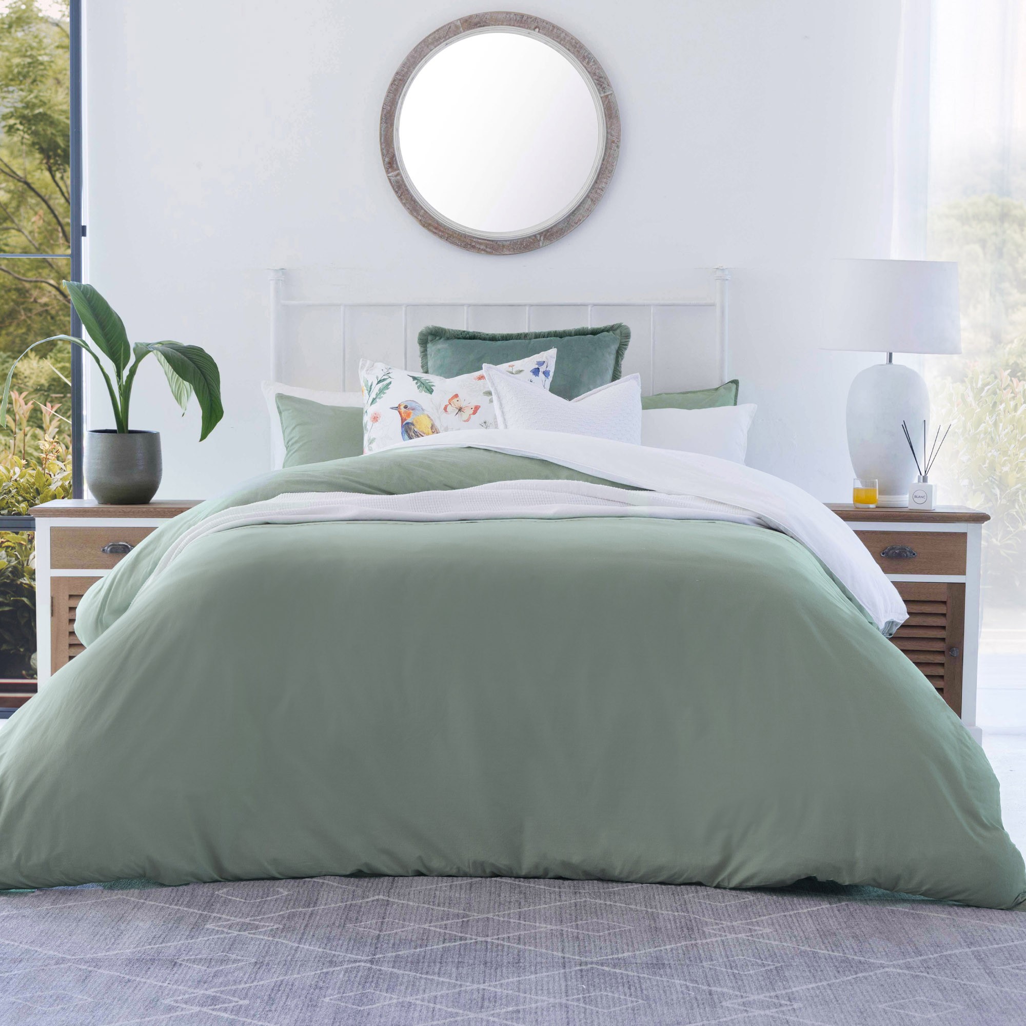 Sage Washed Cotton Duvet Cover Set | Volpes